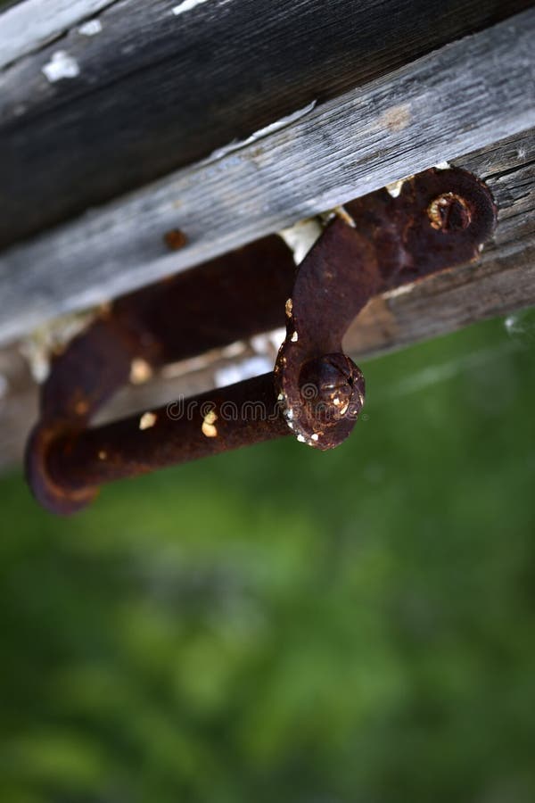 An Old Rusty Iron Window Handle on an Old Door Stock Photo - Image of ...