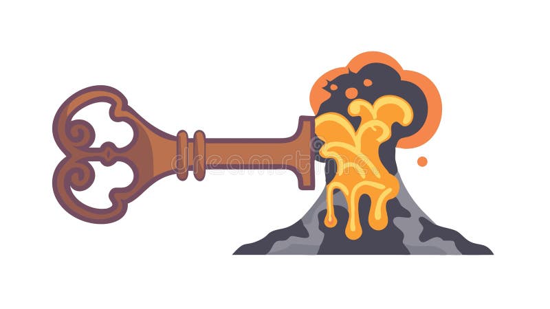 Old Rusty Key with Melted Metal, Deterioration, Vector Design ...