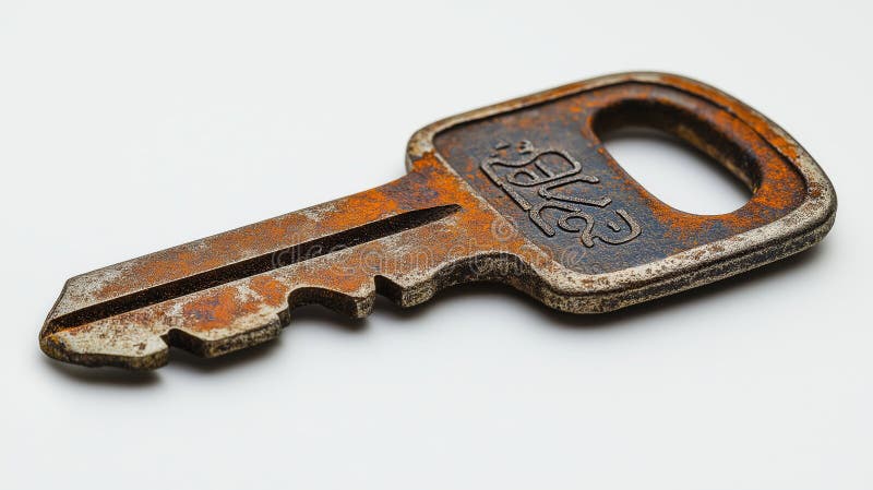 Old Rusty Key Resting on Clean Surface Showcases Weathered Texture and ...