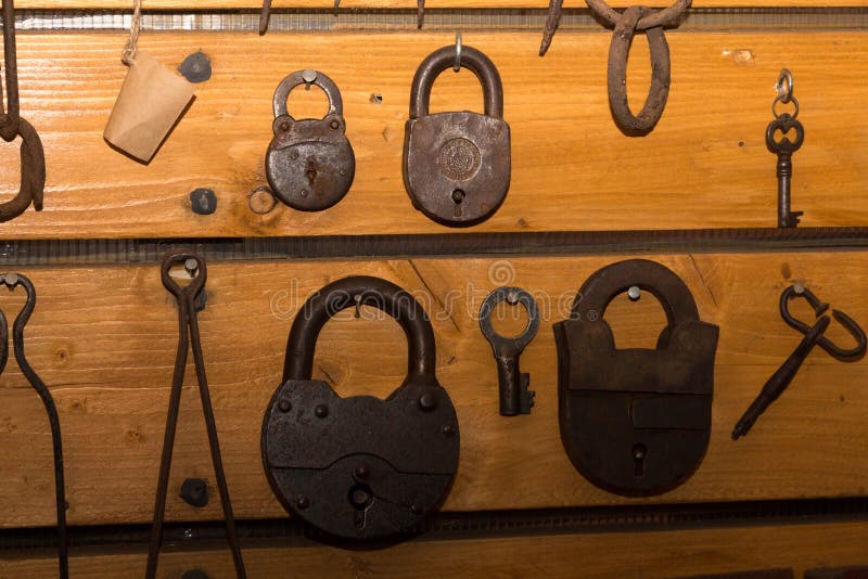 Old Rusty Keys and Locks Made of Iron Stock Image - Image of close ...