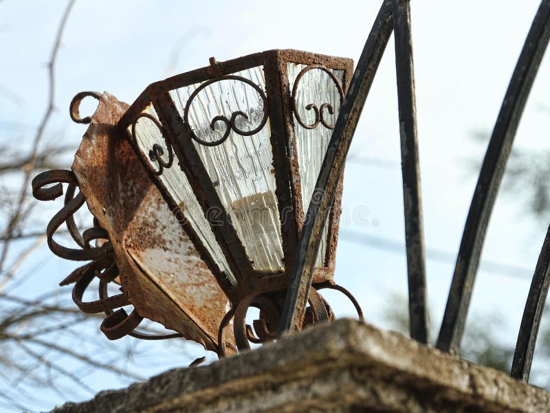 An old rusty lamp stock image. Image of blue, brown, rusty - 91969195