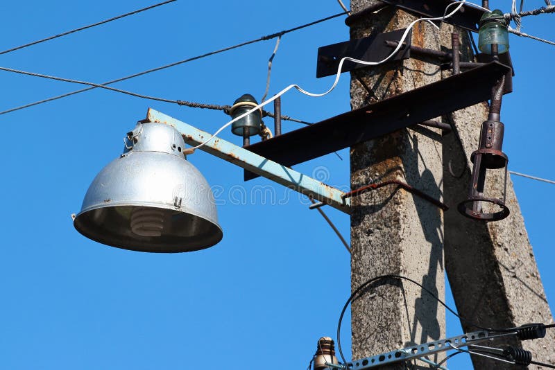 Old Rusty Lamp on a Streetlight Post Stock Image - Image of ...