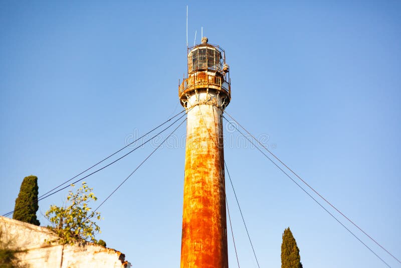 Old rusty lighthouse stock image. Image of beach, harbor - 201809923