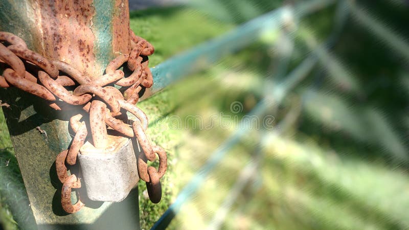 Old Rusty Lock and Chain stock photo. Image of view - 188124340