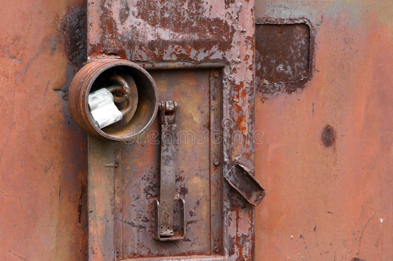 Old Rusty Lock on an Old Rusty Container. Stock Image - Image of ...