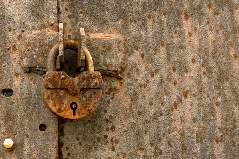 Old Rusty Lock on Metal Doors. Lock on the Door with an Empty Place for ...