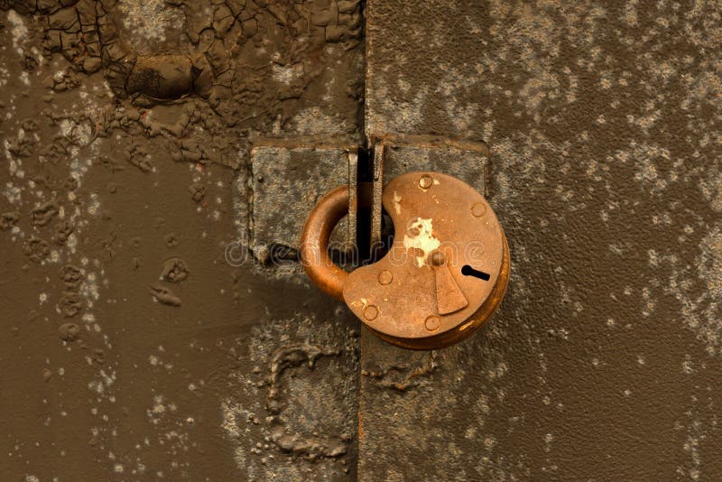 Old Rusty Lock on Metal Doors. Lock on the Door with an Empty Place for ...
