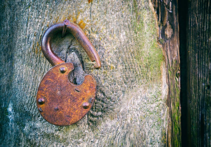 The Old rusty lock stock image. Image of closed, retro - 79233345