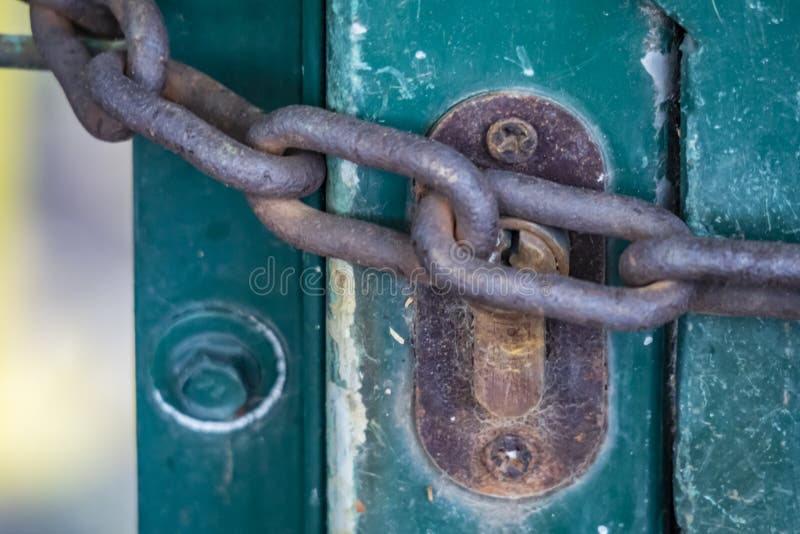 Old and Rusty Lock and Thick Chain Stock Photo - Image of locked ...