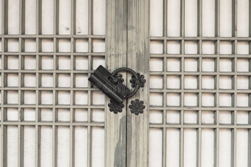 Old Rusty Lock on the Wooden Gate Stock Image - Image of calm, relief ...