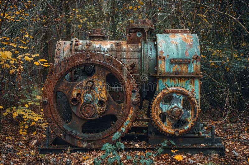 An Old, Rusty Machine Left To Decay in a Forest Setting, Forgotten ...