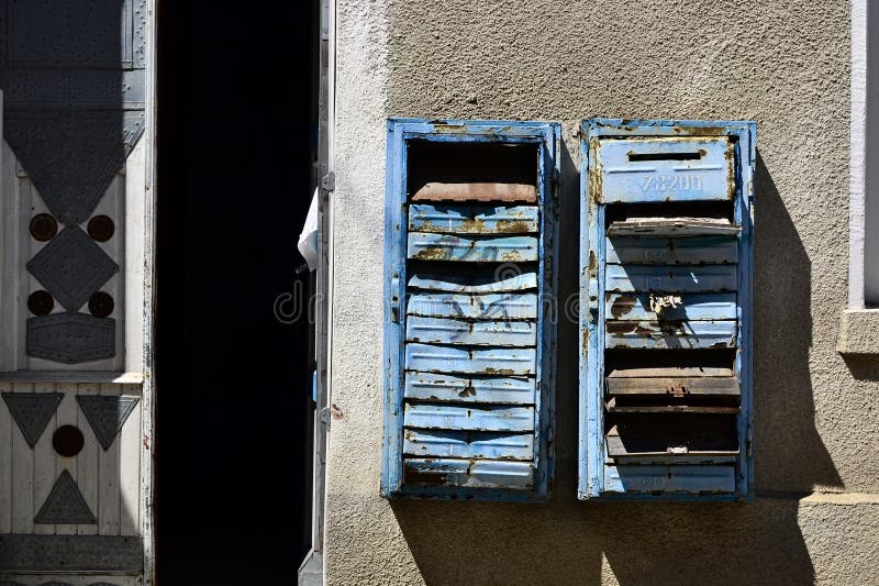 Old Rusty Broken Mailboxes on the Wall Stock Image - Image of postage ...