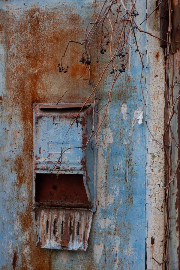 Old Rusty Mailbox in Abandoned House Stock Photo - Image of blue ...