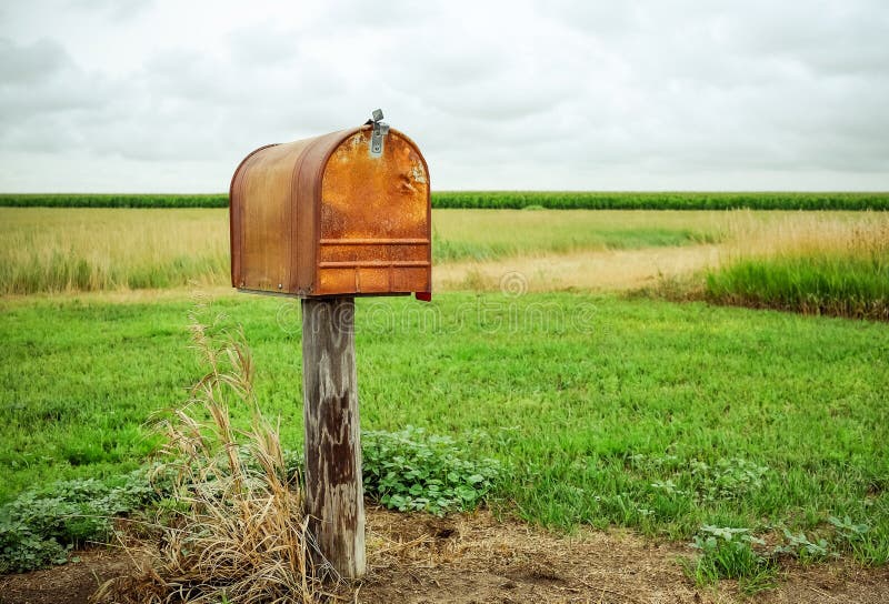 An Old Rusty Mailbox in a Field. Stock Photo - Image of destination ...