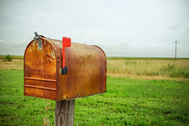 An Old Rusty Mailbox in a Field. Stock Image - Image of landscape, fall ...