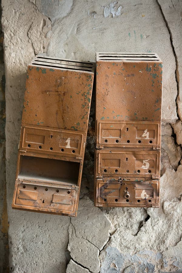 Old rusty mailboxes stock photo. Image of obsolete, wall - 79206010