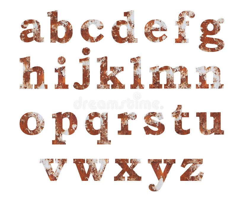 Old Rusty Metal Alphabet Set Stock Illustration - Illustration of rust ...