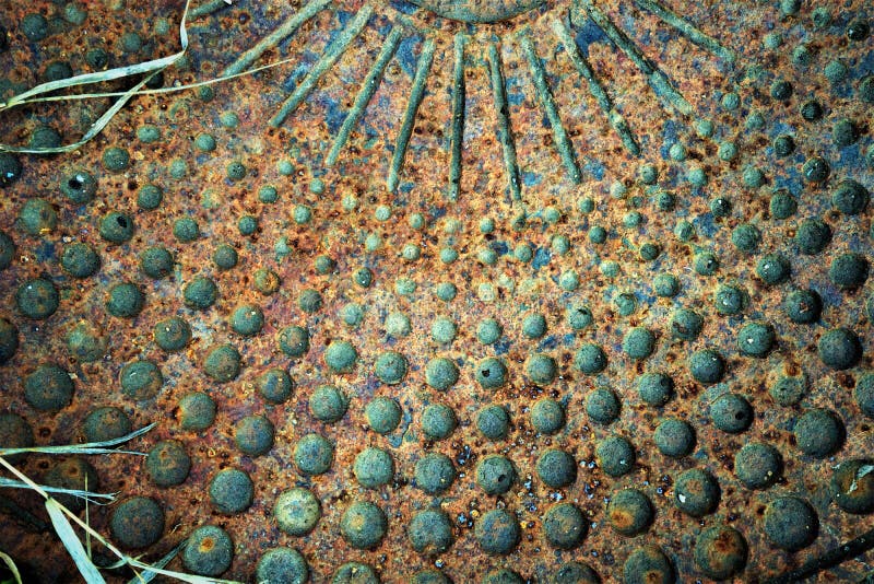 Old Rusty Metal Background with Perforated Circles Stock Image - Image ...