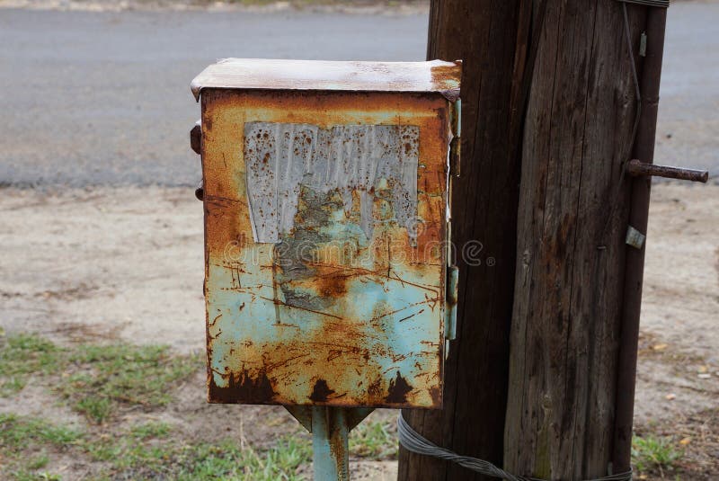 Old Rusty Metal Box for Electricity is on the Street Stock Photo ...
