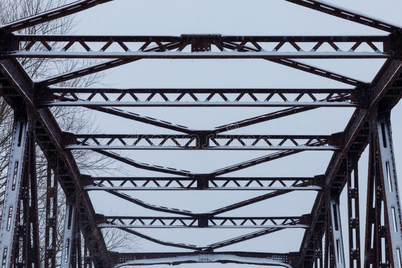 Old Rusty Metal Bridge Metal Structure in Winter Stock Image - Image of ...
