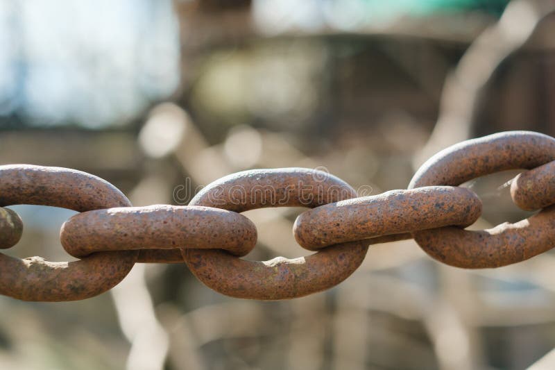 Old Rusty Metal Chain Outdoors. Large Chain Links Stock Photo - Image ...