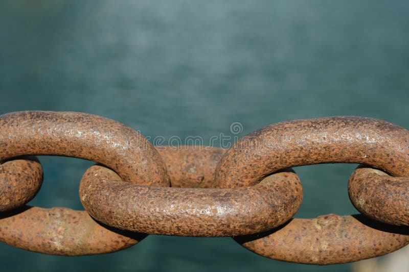Old Rusty Metal Chain Outdoors. Large Chain Links Stock Image - Image ...