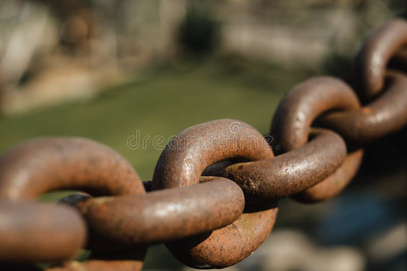 Old Rusty Metal Chain Outdoors. Large Chain Links Stock Image - Image ...