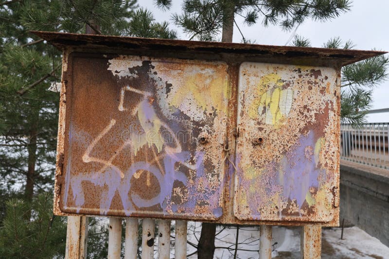 Old Rusty Metal Electrical Box Stock Image - Image of electrical, board ...