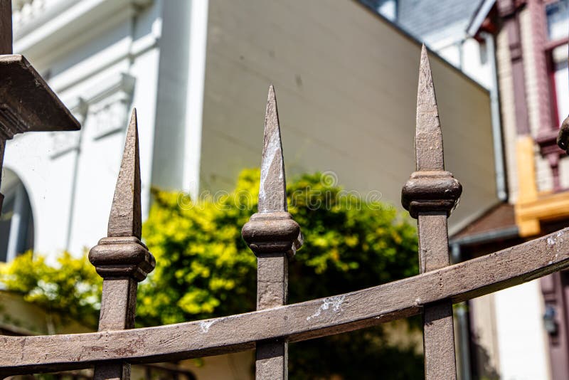 Old rusty metal fence stock image. Image of antique - 177769795