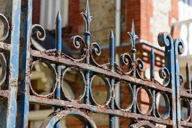 Old rusty metal fence stock photo. Image of abstract - 177769850