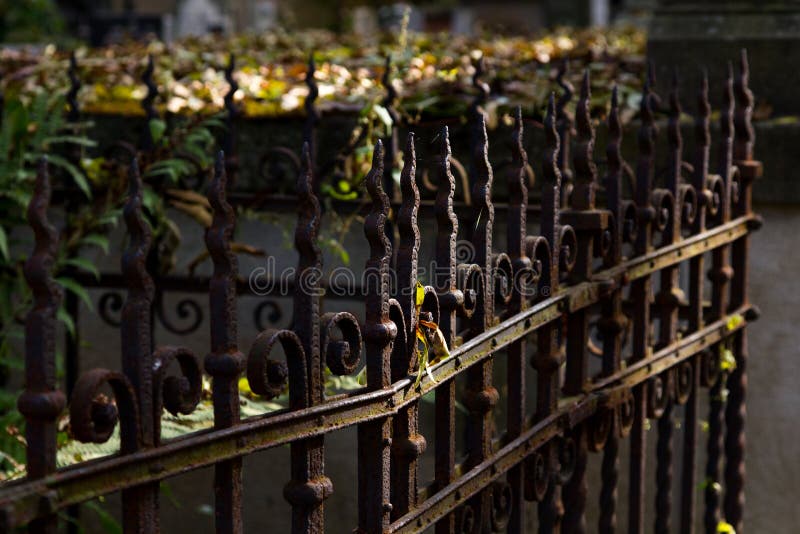 Old rusty metal fence, stock image. Image of forged - 102571083