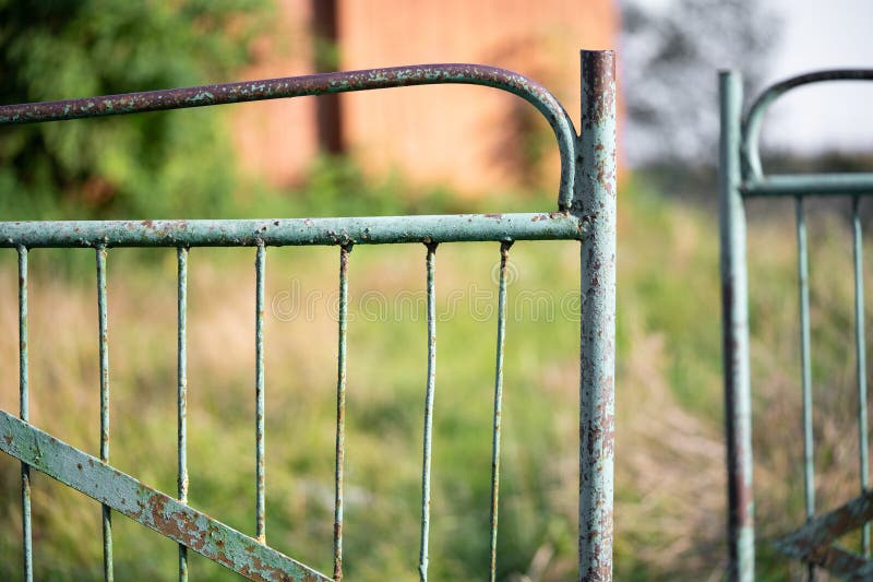 Old Rusty Metal Gate with Cracked Paint Stock Image - Image of iron ...
