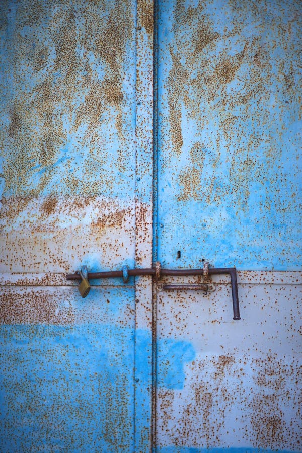 Old Rusty Metal Gates with a Bolt Stock Photo - Image of reaction ...