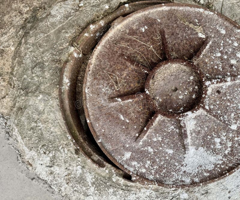 Old Rusty Metal Hatch on Concrete Stock Illustration - Illustration of ...