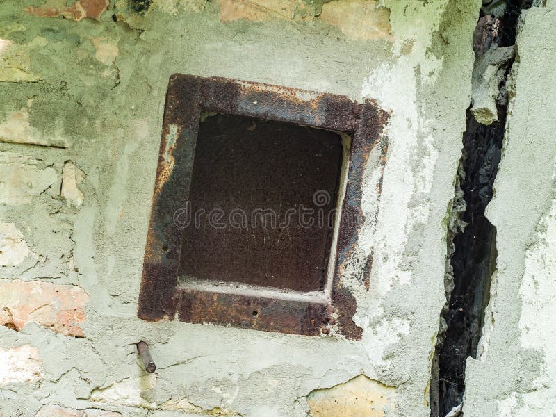 Old Rusty Metal Hatch in Old Brick Wall Stock Image - Image of ...