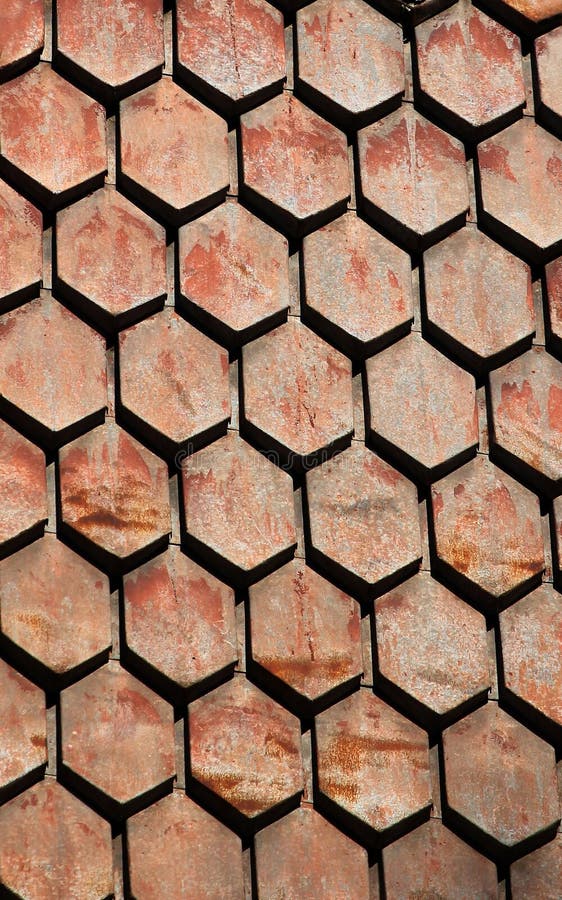 Old Rusty Metal Hex Tiles - Weathered Shingle Roof Closeup Pattern ...