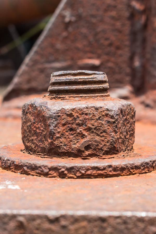 Old Rusty Metal Nut Locked with Rust and Corrosion Old Bolts. Stock ...