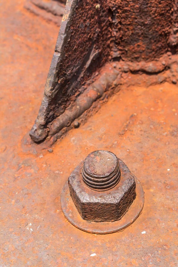 Old Rusty Metal Nut Locked with Rust and Corrosion Old Bolts. Stock ...