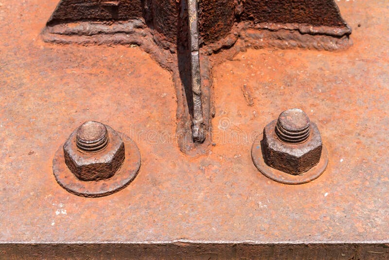 Old Rusty Metal Nuts Locked with Rust and Corrosion Old Bolts. Stock ...