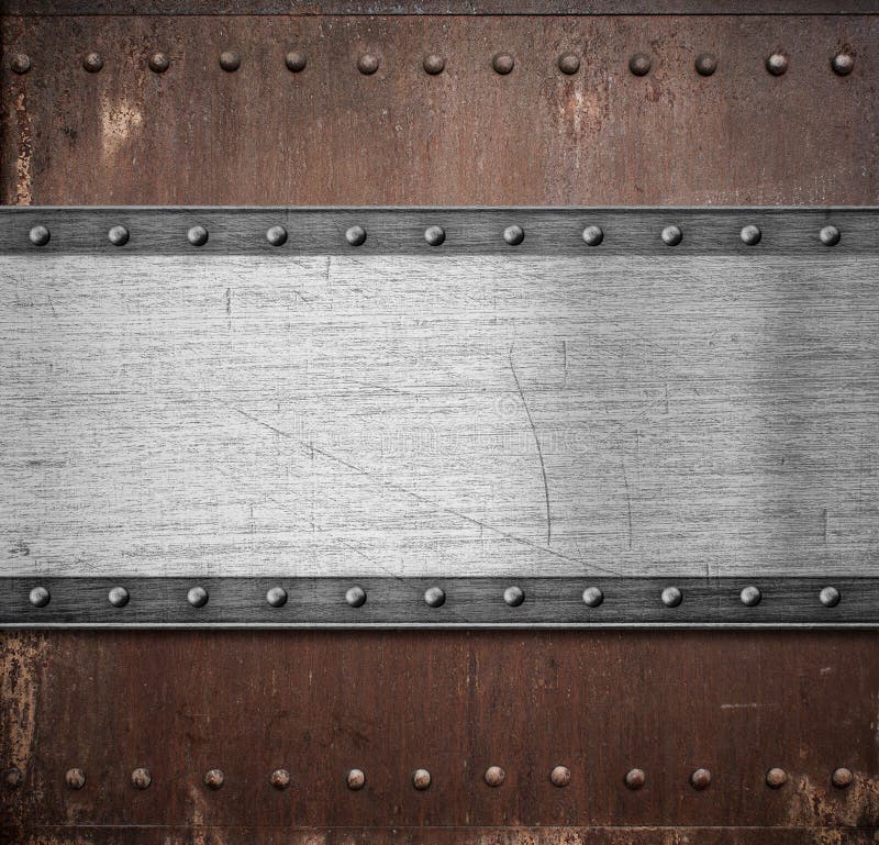 Old Rusty Metal Plate Background with Rivets Stock Photo - Image of ...