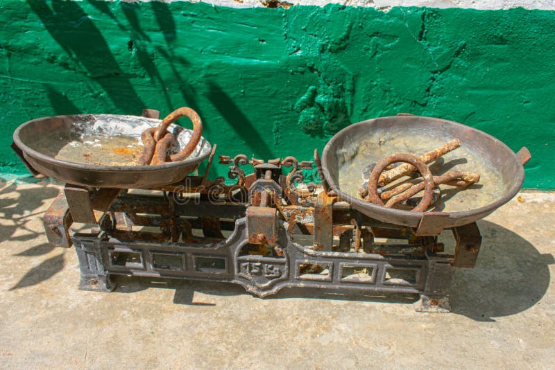 Old and Rusty Metal Scale on a Floor Stock Photo - Image of measuring ...