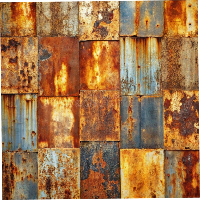 Old Rusty Metal Sheet Collage for 3D Mapping or Banner Design Stock ...