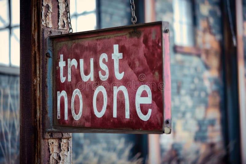 Old Rusty Metal Sign with Words Trust No One Stock Image - Image of ...