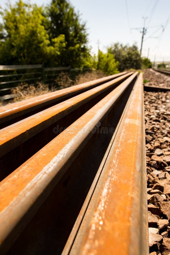 Old Rusty Metal Sleepers on the Railway Stock Image - Image of track ...