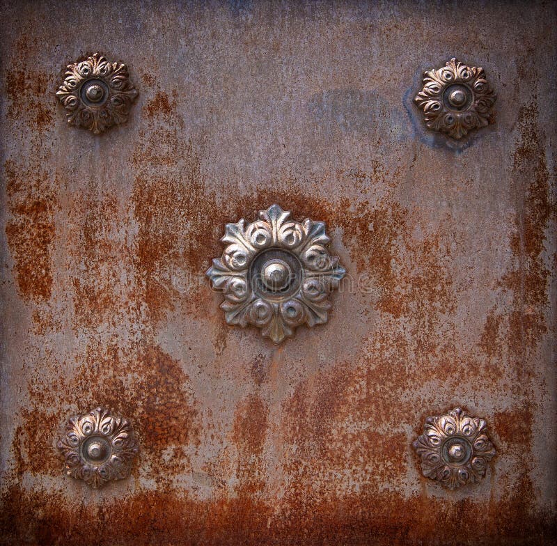 The Old Rusty Metal Surface with Decoration Stock Image - Image of ...