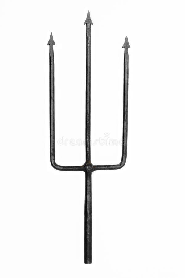 Old, Rusty and Metal Trident with Three Spikes Isolated on Whit Stock ...