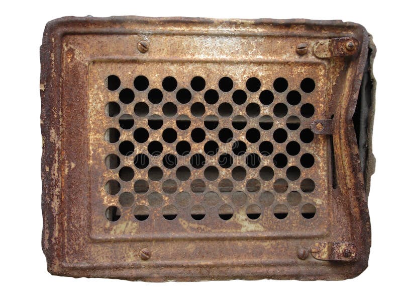 Old Rusty Metal Ventilation Grate Isolated on White Stock Image - Image ...