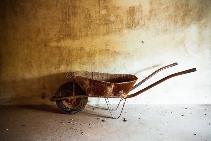Old Rusty Metal Wheelbarrow Stock Image - Image of loading, metal: 39373309