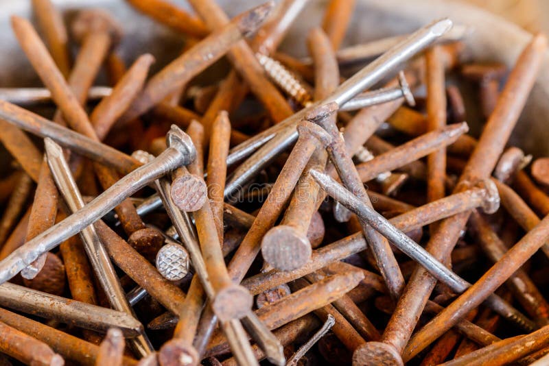 Old rusty nails. stock image. Image of white, construction - 86361897