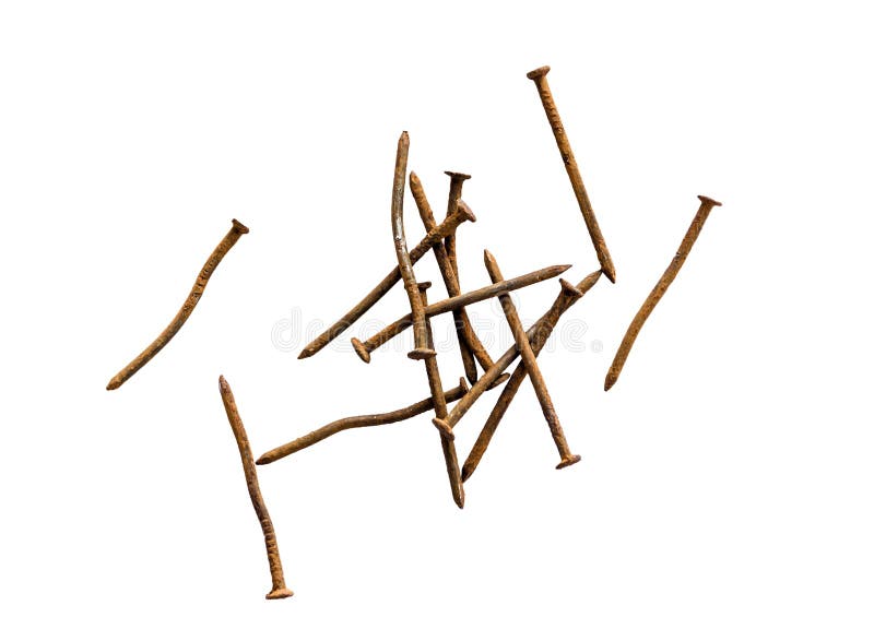Old Rusty Nails Isolated on White Background Stock Illustration ...